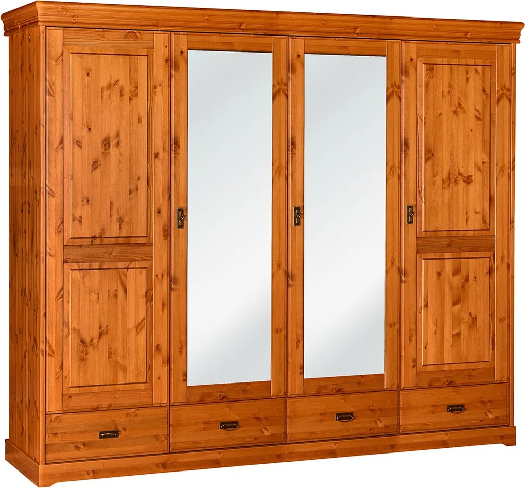 KATMANDU Velká skříň z borového dřeva, Toskania 4D, 218x253x62 cm