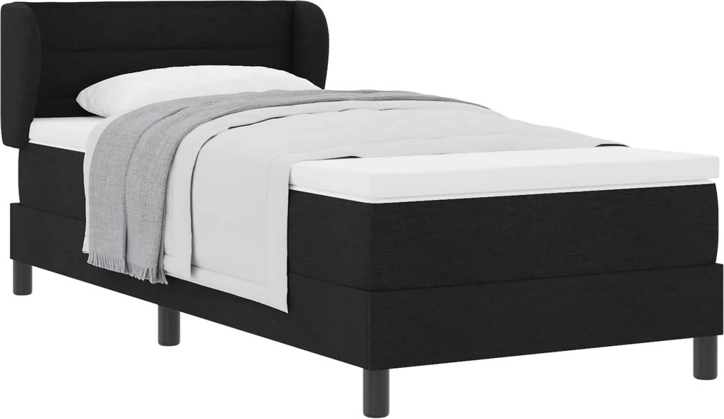 Postel s boxspringem s čelo Černá 90 x 190 cm textil 3339935