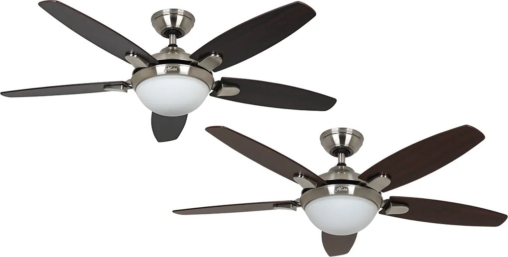 Stropní ventilátor HUNTER Contempo 132 broušený chrom, tmavý ořech/anglická třešeň