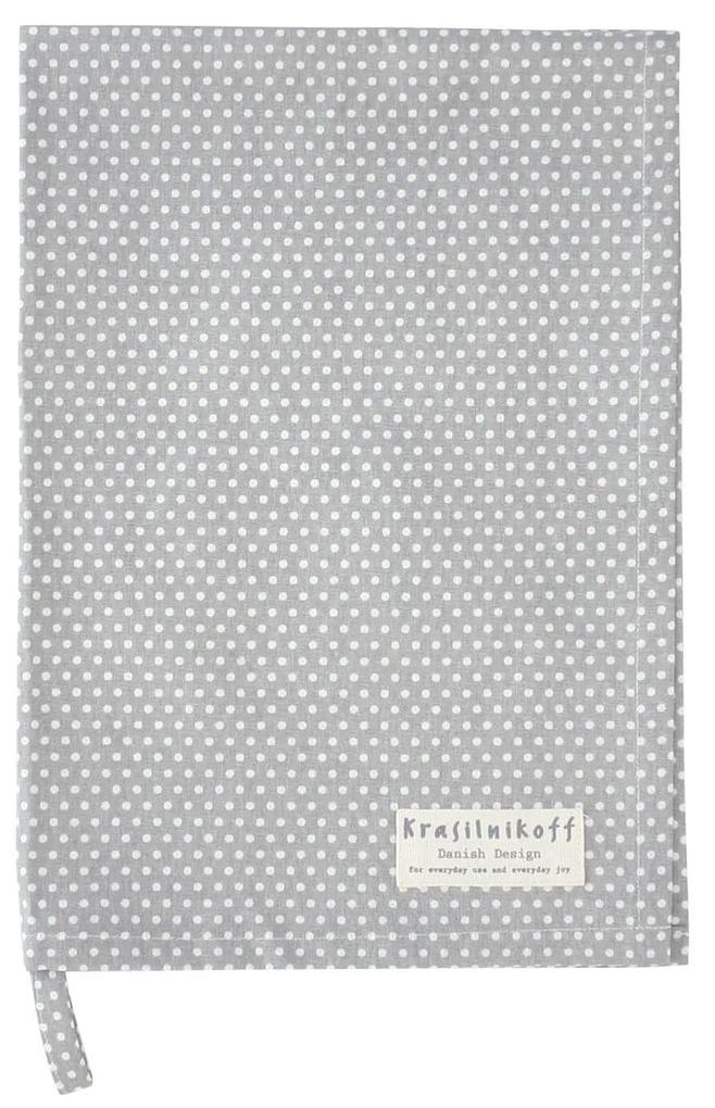 Krasilnikoff Bavlněná utěrka Micro Dots Grey, šedá barva, textil