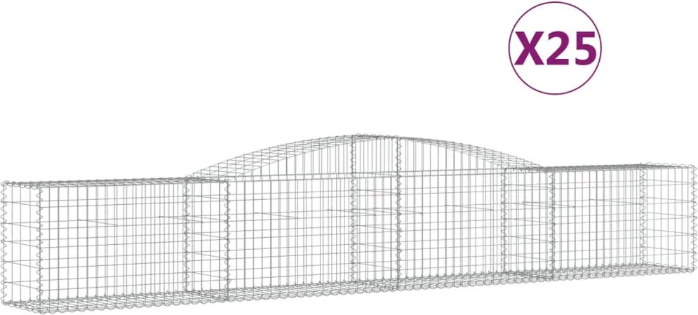 Klenuté gabionové koše 25 ks 400x50x60/80 cm pozinkované železo 3146981