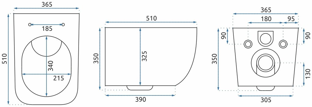 Rea Martin - závěsná WC mísa Rimless 51x37 s pomalu-padajícím sedátkem, bílá, REA-C8006