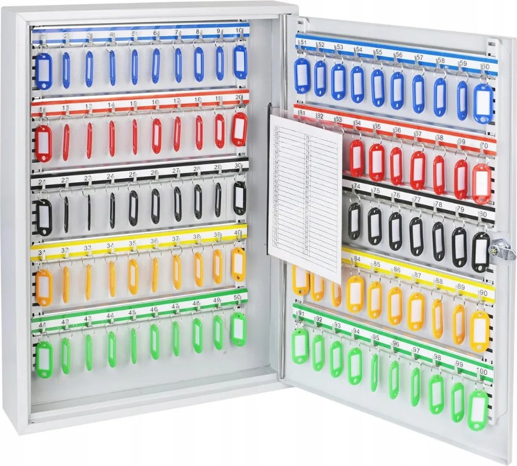 Skříňka Na Klíče 100 Háčků Nastavitelné Lišty S Háčky Světle Šedá