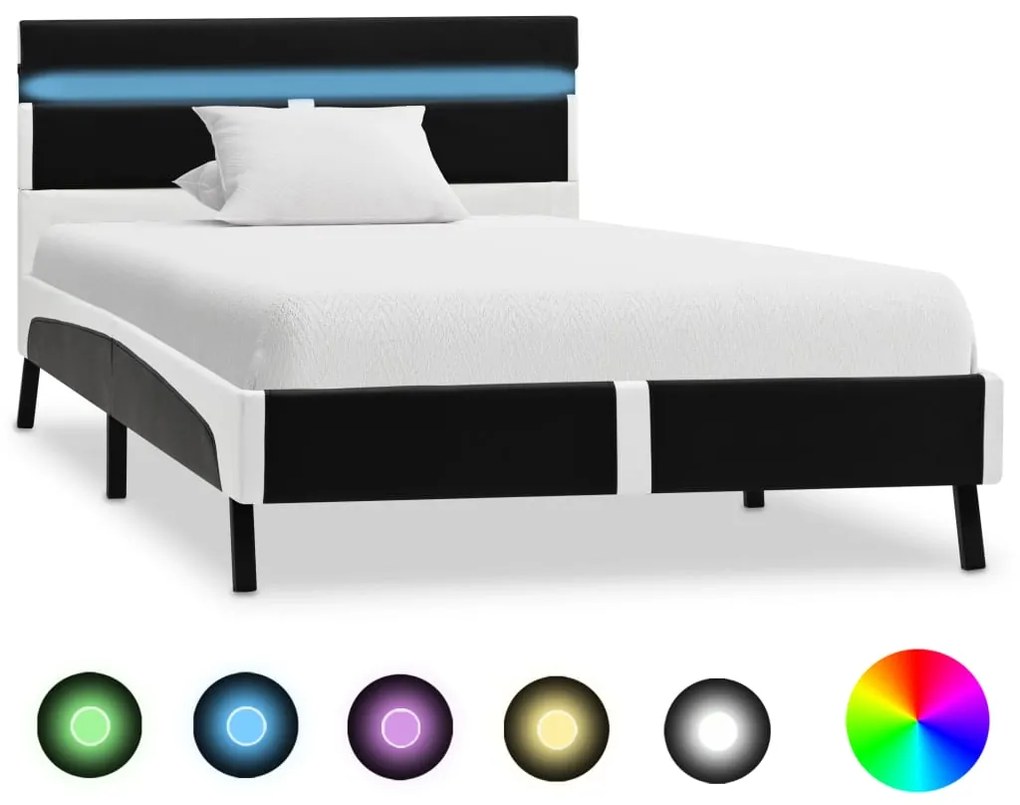 Rám postele s LED světlem černý umělá kůže 90 x 200 cm 280302