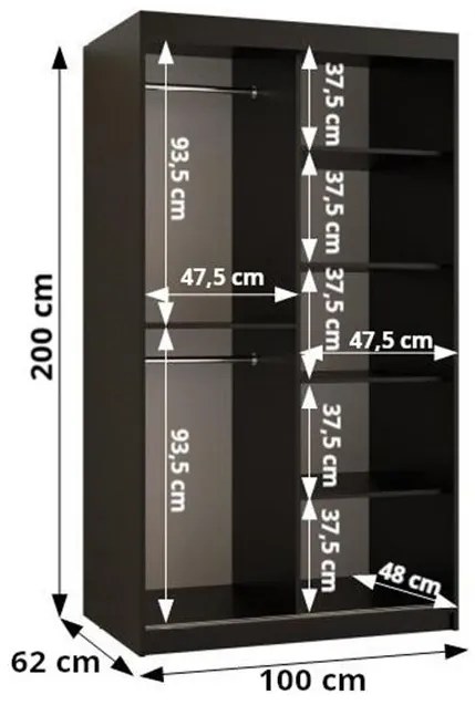 Šatní skříň Ramiro 2 | 100 cm | bílá