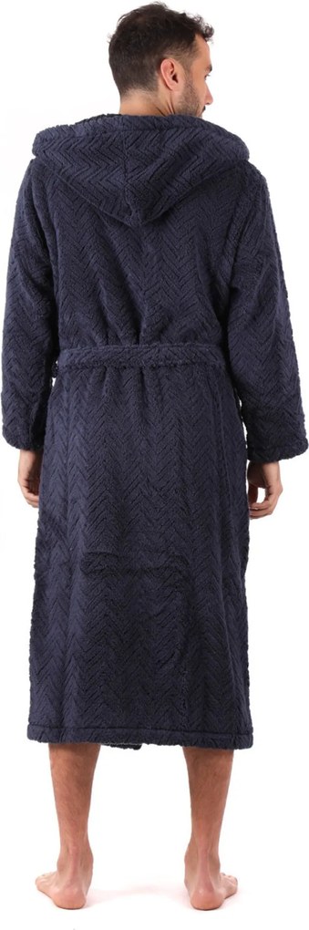 Bavlněný župan Athena s kapucí tmavě modrá 31 16 5952 unisex - XXL