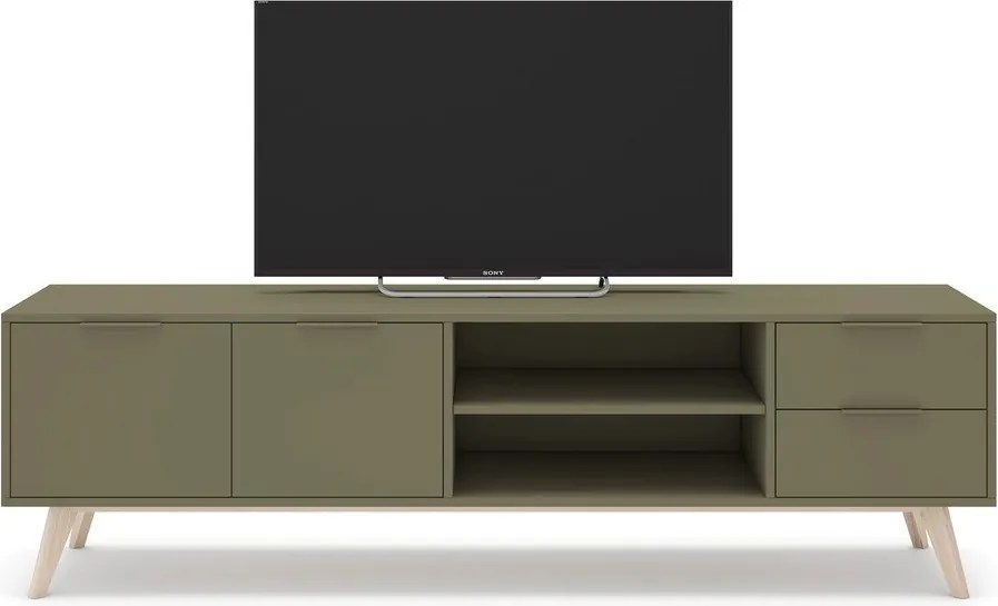 Zelený matný TV stolek 180x53x40 cm Campus – Marckeric