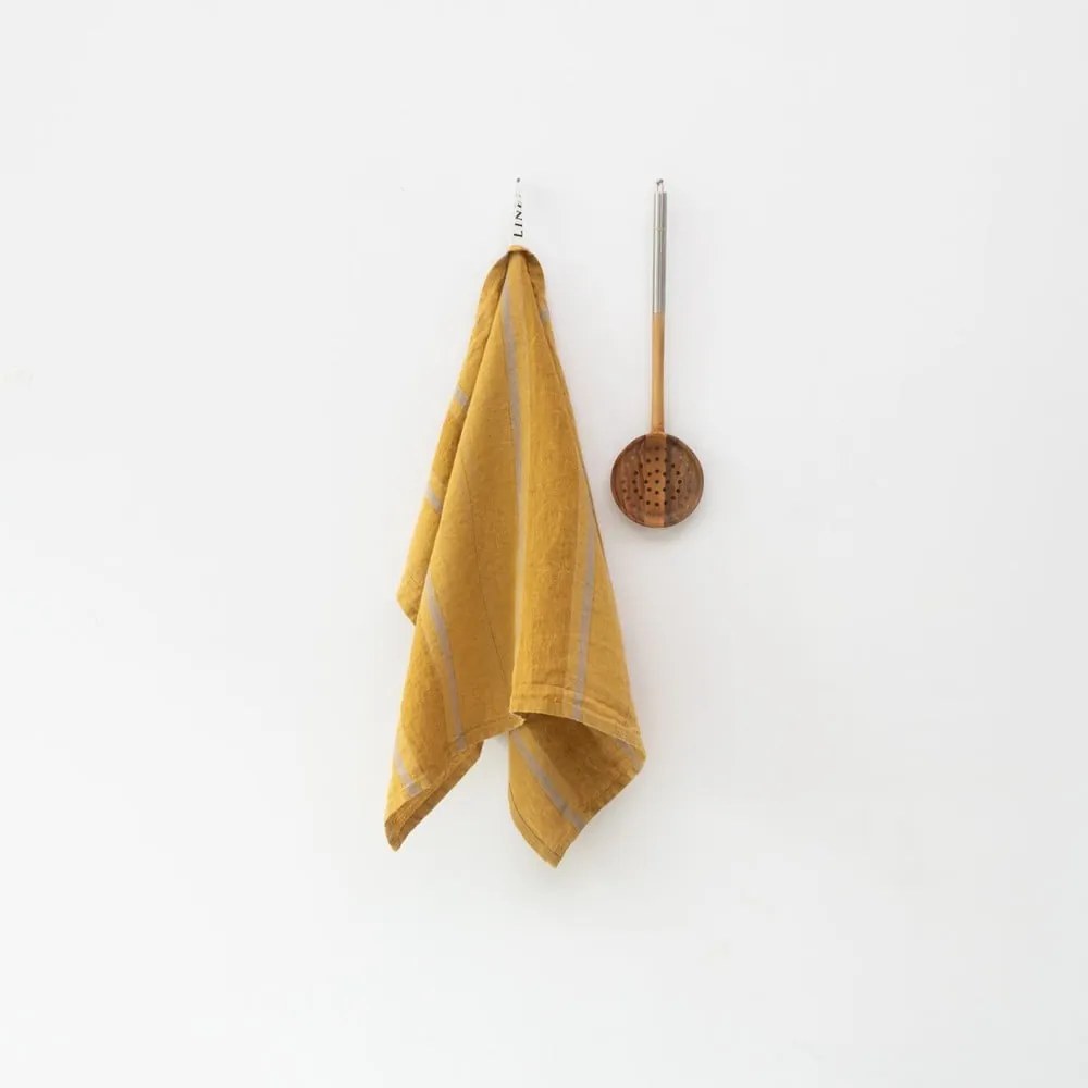 Lněná utěrka 65x65 cm Amber Bronze Stripes – Linen Tales