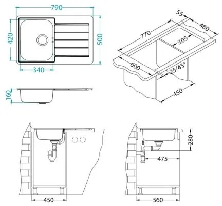 ALVEUS 1069147 - Kuchyňský dřez LINE 79x50 cm matná ocel/satin