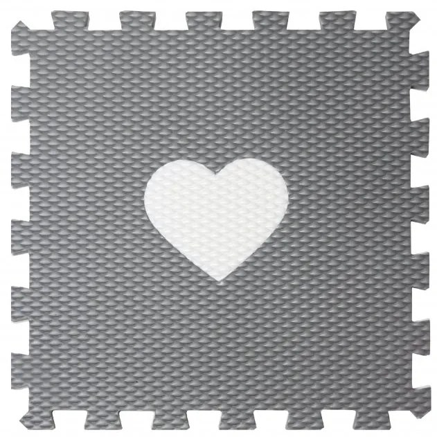 Vylen Pěnové podlahové puzzle Minideckfloor se srdíčkem Bílý s hnědým srdíčkem 340 x 340 mm