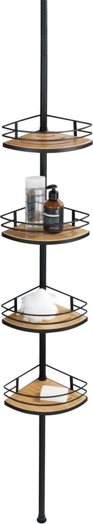 Teleskopická sprchová police DOLCEDO, z bambusu a nerezové oceli, 31 x 65-275 x 23 cm, černá, Wenko