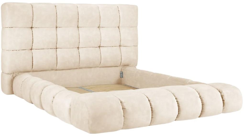OnaDnes -20% Béžová sametová dvoulůžková postel MICADONI Carter 200 x 200 cm