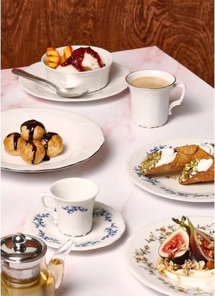 Bílý/modrý porcelánový šálek na espresso 110 ml Retro – BonBistro