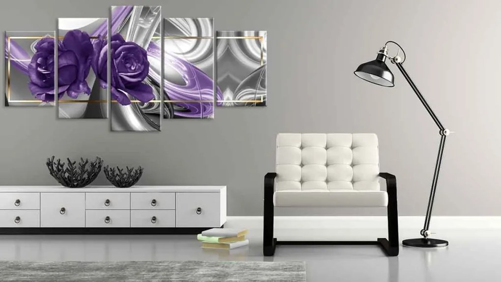 Malvis ® Obraz Abstraktní růže fialová-šedá Velikost: 150x75 cm