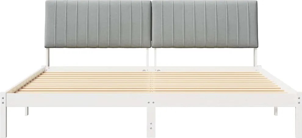 Rám postele s čelo Bílá 200 x 200 cm Masivní borové dřevo 3394402