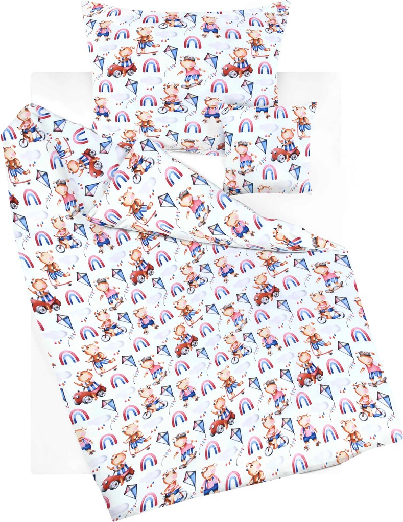 Bavlněné povlečení Pejsci s duhou Velikost: 140 x 200 + 70 x 90