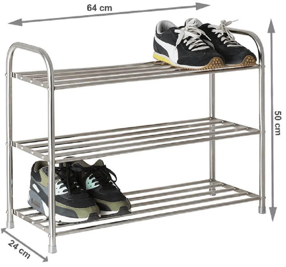 Kondela 3-řadový botník, nerezová ocel, NILS