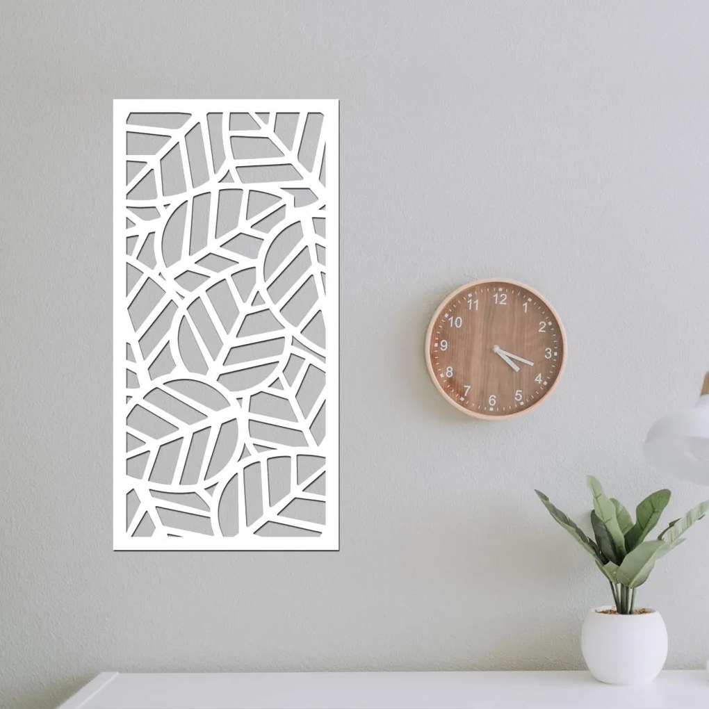 dřevo života Dřevěný dekorační panel LEAF II Rozměry (cm): 20x40, Zvolte barvu dekoru: Bílá