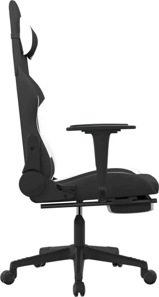 vidaXL Masážní herní židle s podnožkou černá a textil [345508] Barva: Modrá