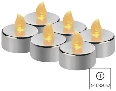 Čajové svíčky LED dekorace Robi 6 ks stříbrné