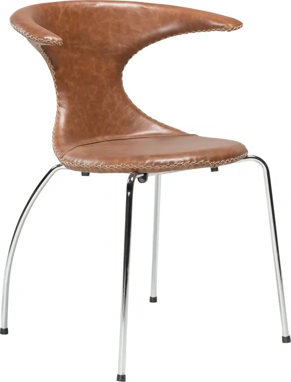 Židle DanForm Flair, světle hnědá, pravá kůže, podnož chrom