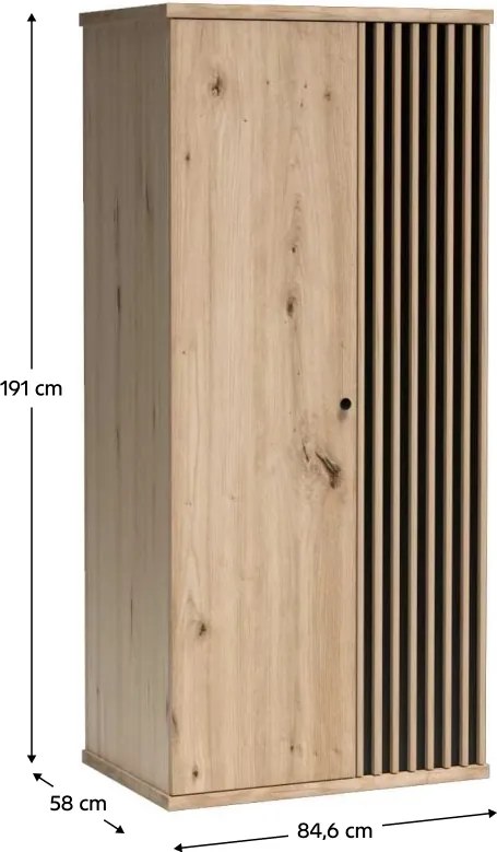 Skříň, dub artisan/černá, KOLI C-1