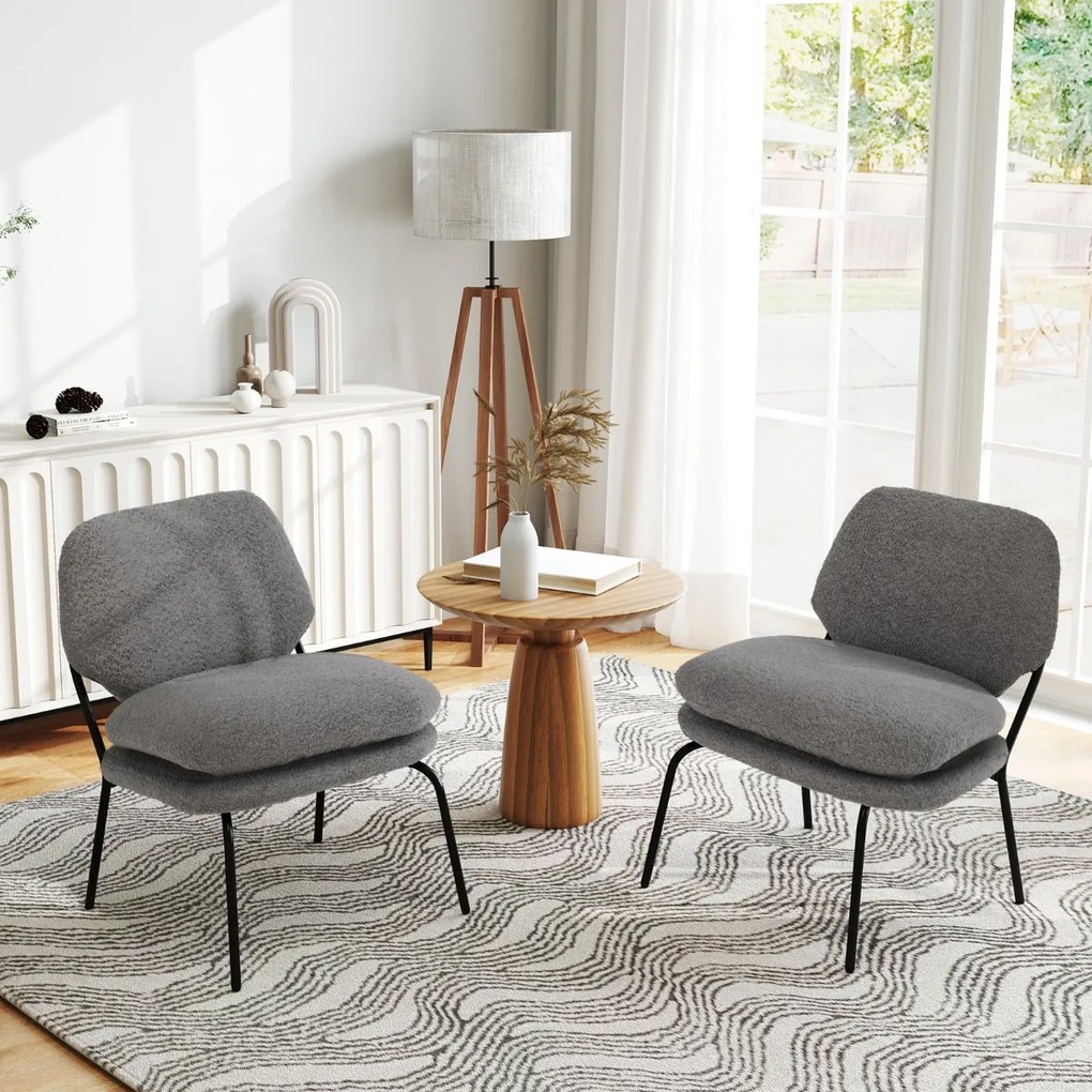 Costway Armless Accent Chair s Teddy Fleece potahem a křeslem pro volný čas