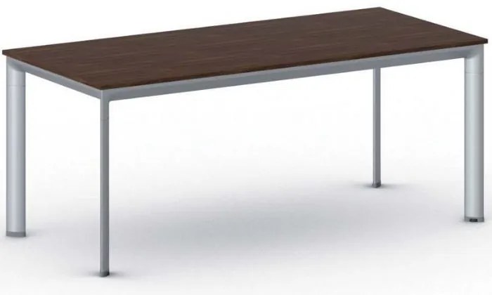 Jednací kancelářský stůl PRIMO INVITATION, 180x80 cm, šedostříbrná podnož, ořech
