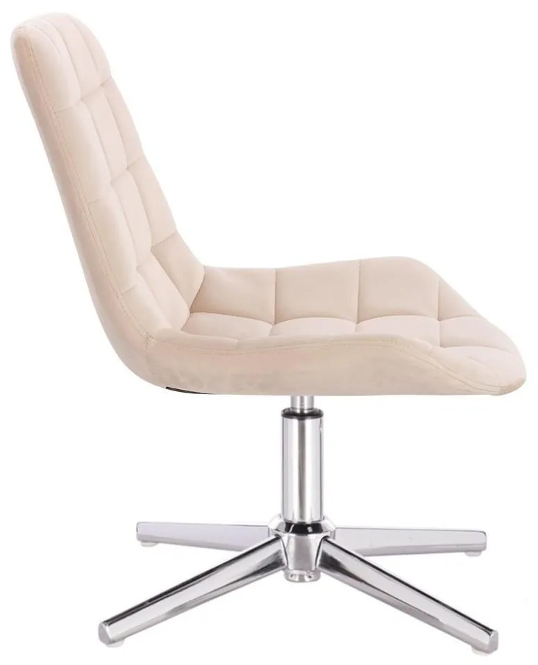 LuxuryForm DESIGN Otočná židle PARIS VELUR na stříbrném kříži - krémová