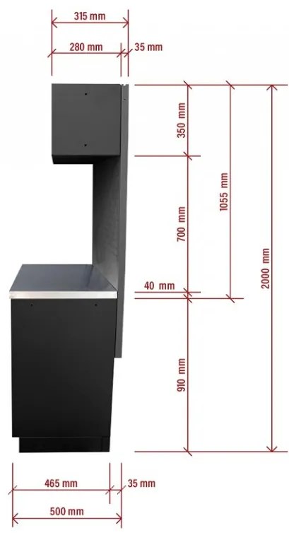 AKČNÍ SET Sestava 6 ks dílenského nábytku SET-CA01082 s nerezovou pracovní deskou MB-TGW80S