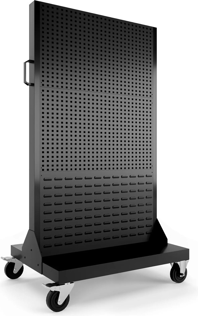 Dílenská perforovaná stěna na nářadí, černá, 965x1555x610 mm: MARIUSZ All Black