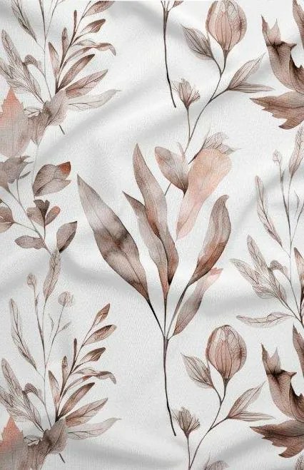 Bavlněné povlečení 140x200 bílá béžová listy na zip 4835 C KARO Cotton Max