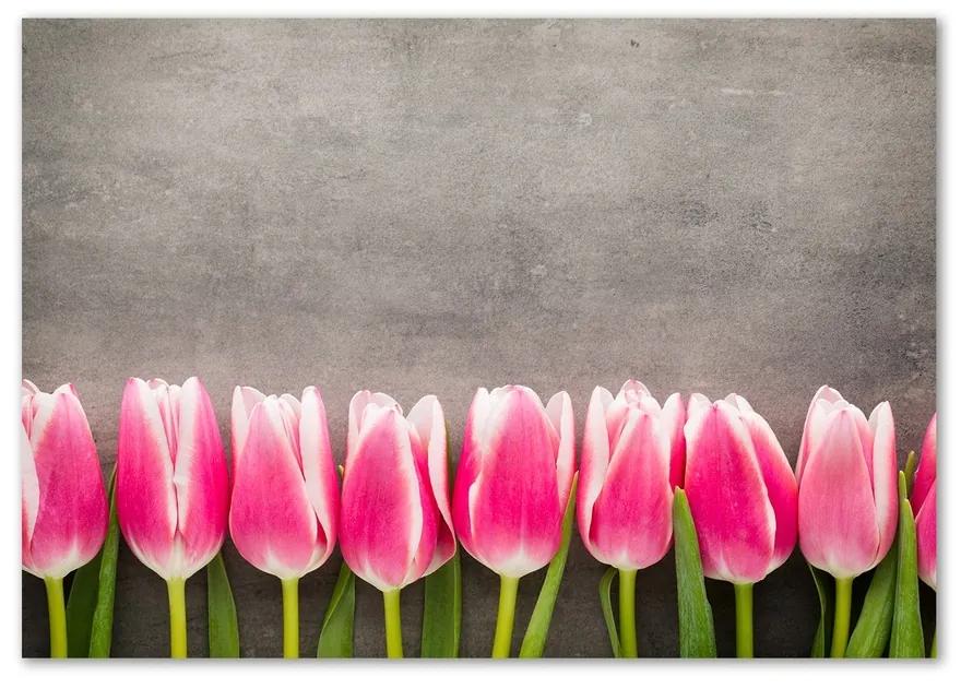 Wallmuralia Foto obraz sklo tvrzené Růžové tulipány 100x70 cm