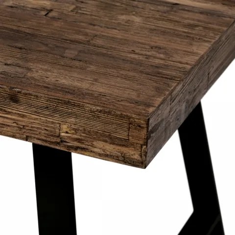 Jídelní stůl 180x90x76 MDF borovice kovové nohy černý lak HT-536 PINE