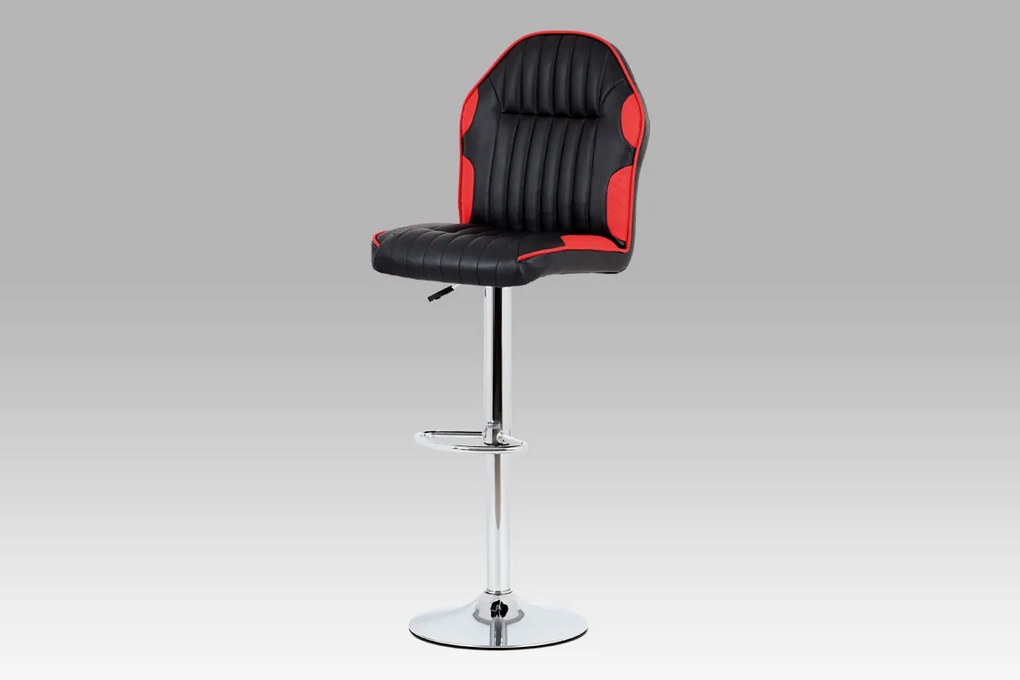Artium Moderní barová židle ve sportovním designu, velmi komfortní, očalouněná je černou koženkou s