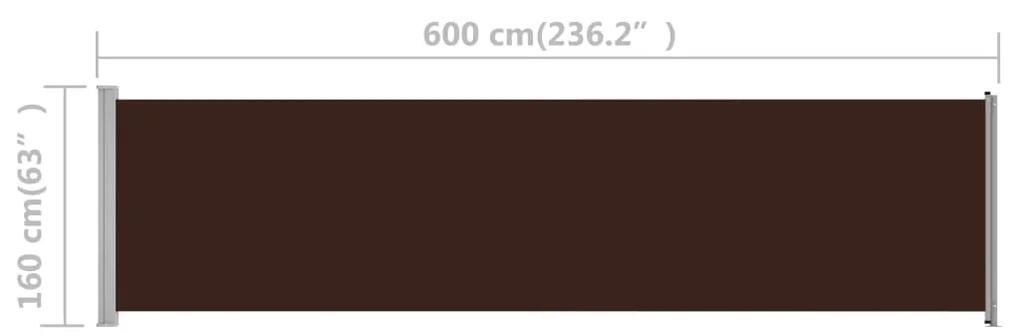 Zatahovací boční markýza / zástěna 600 x 160 cm hnědá,  313380