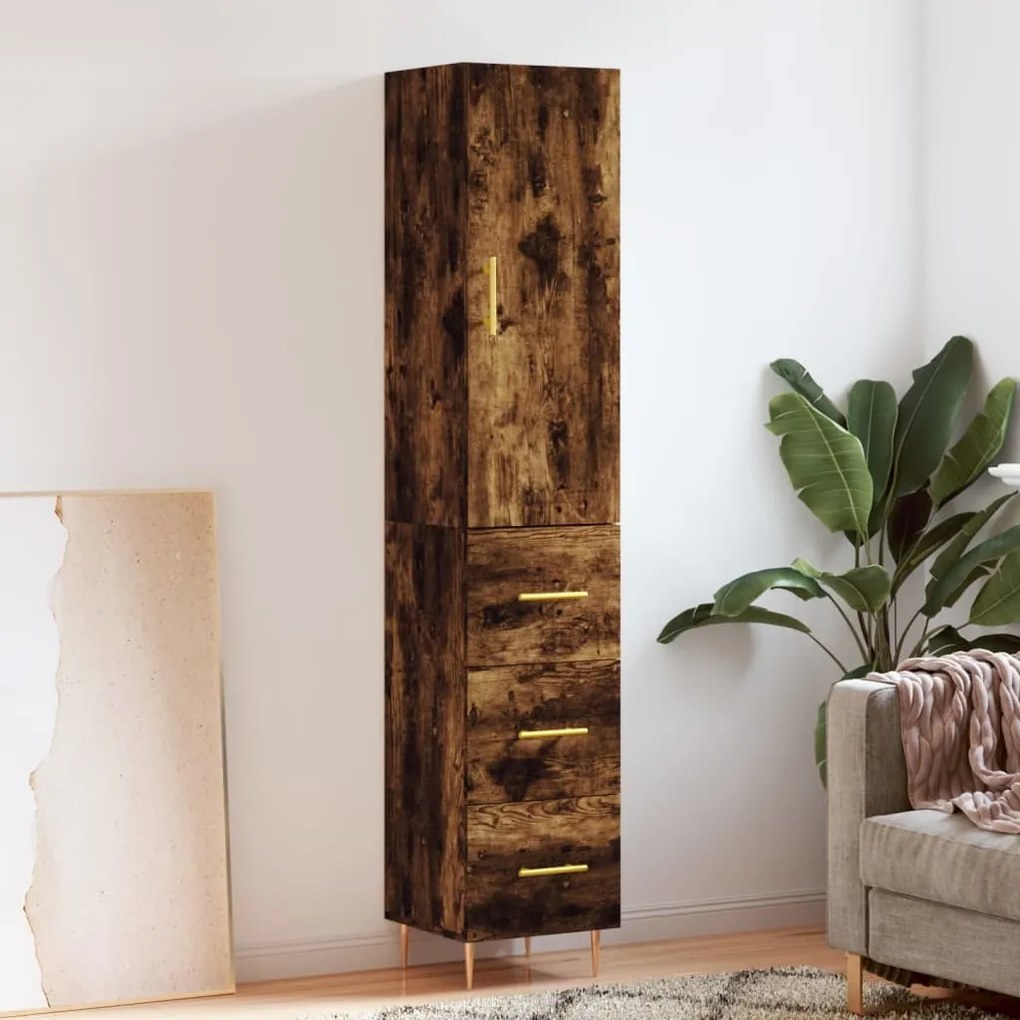 vidaXL Skříň highboard 34,5 x 34 x 180 cm kompozitní dřevo [3198842] Barva: hnědý dub