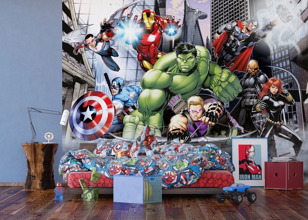 Vliesová fototapeta Marvel Avengers v Akci, Disney | 360 x 270 cm | DFTDNXXL5080