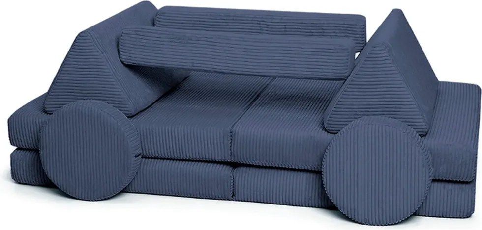 Velký multifunkční skládací bunkr z manšestru SOFA PURE Zvolte barvu: Modrá