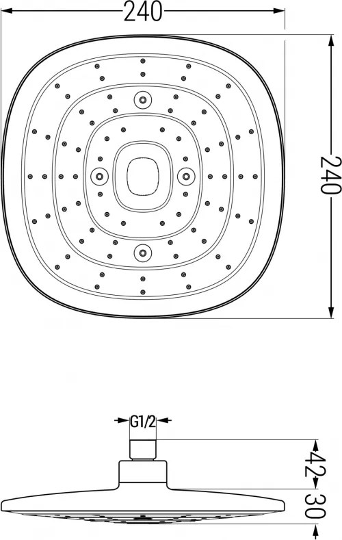 Mexen příslušenství, sprchová hlavice 24 x 24 cm D-17, černá, 79717-70