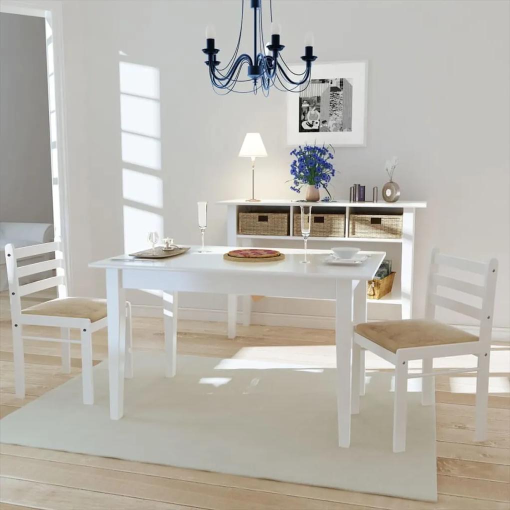 vidaXL Jídelní židle 2 ks masivní kaučukovníkové dřevo a samet [242028] Barva: Bílá