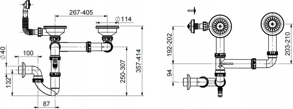 Erga HD, 2-komorový ocelový dřez 780x480x215 mm, broušená ocel, ERG-MLS-LEX7848