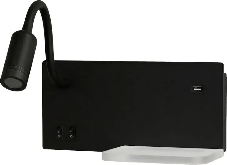 Nástěnné LED svítidlo Shelf, 1x LED 4+5+2w, 4000k, b/w, vypínač