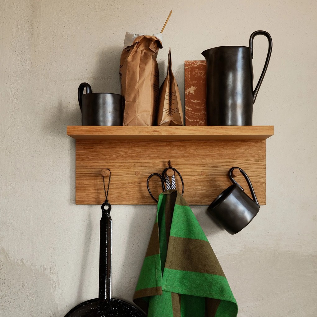 FERM LIVING Věšák s poličkou Place Rack Medium, Oak