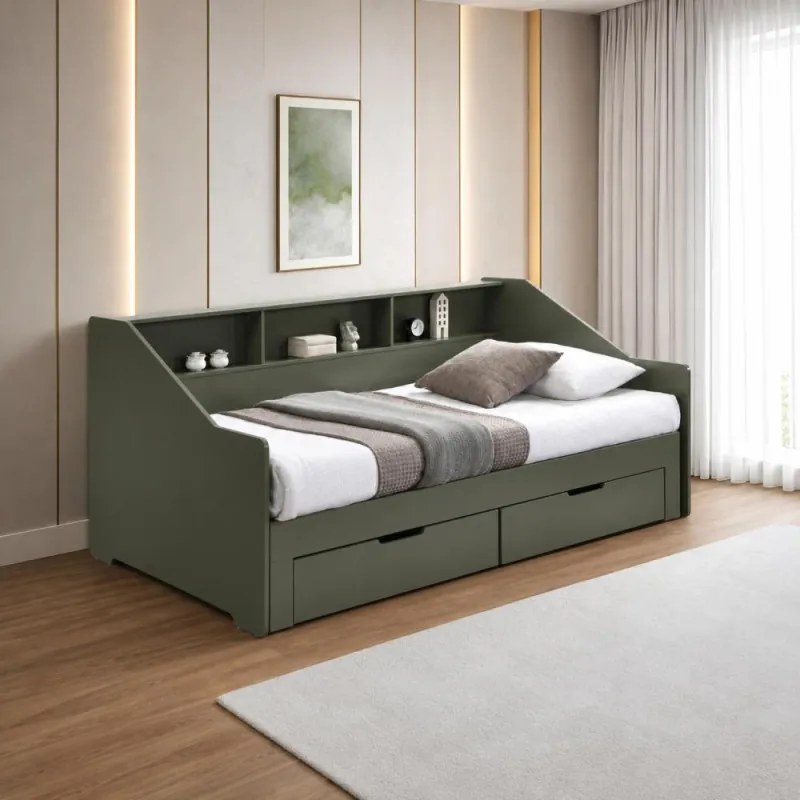 Rozkládací postel, šedozelená, MONETA Kondela 0000416684