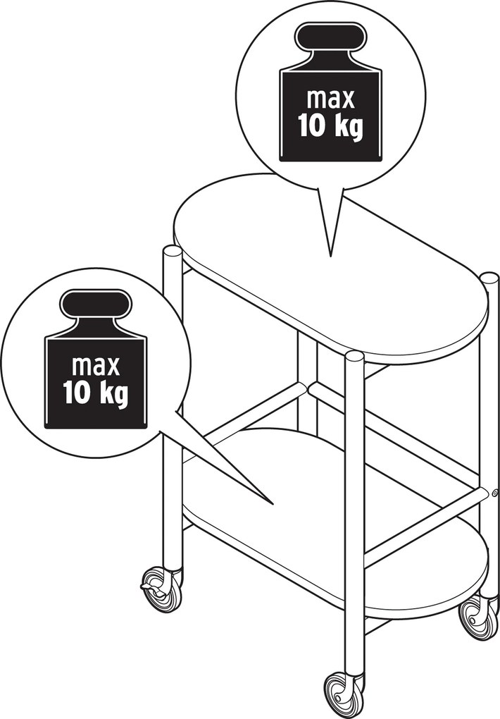 Tchibo - Barový vozík z masivního dřeva se 2 úrovněmi - barva: hnědá