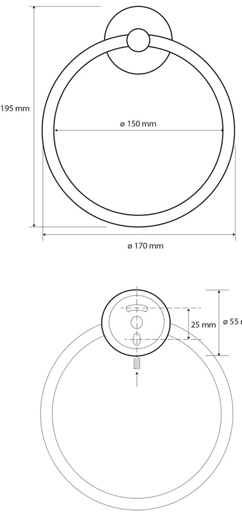 Sapho, X-ROUND BLACK držák ručníků kruh, černý, XR411B