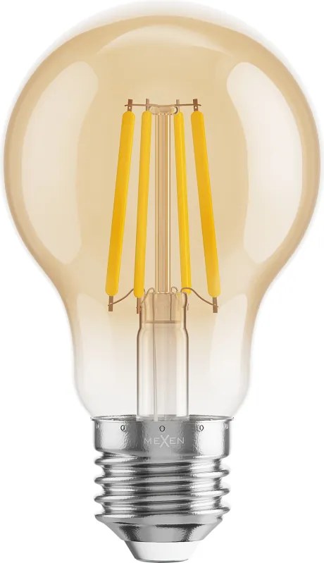 Mexen Vintis, LED filamentová žárovka E27, A60, 6 W, teplá bílá 2200K, jantarová, L150-E27-0622-50