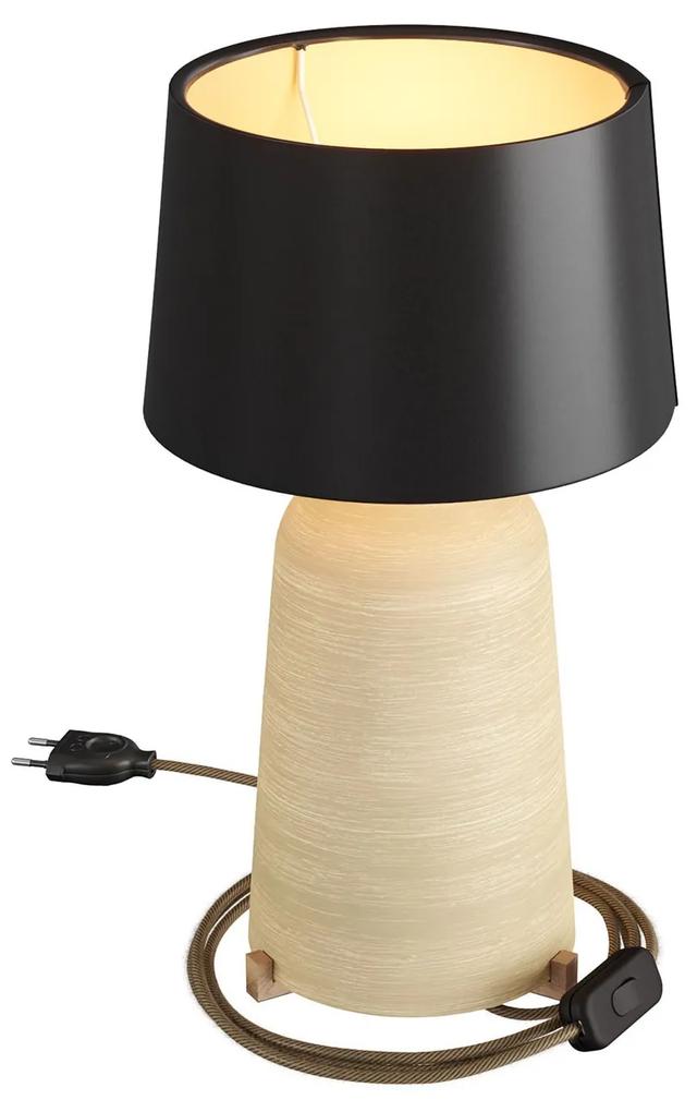 creative cables Keramická stolní lampa bottiglia se stínidlem Athena, s textilním kabelem, vypínačem a dvoupólovou zástrčkou Barva: Zelená strukturovaná-bílá