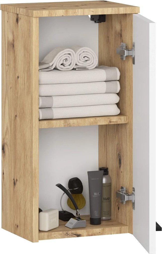 Závěsná koupelnová skříňka Fin 30 cm dub artisan/bílá